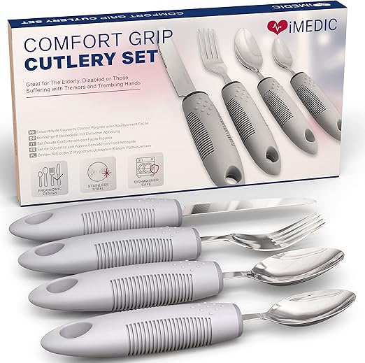 iMedic Easy Grip Cutlery for Arthritic Hands Grey(1 Pack) – Adaptive ...