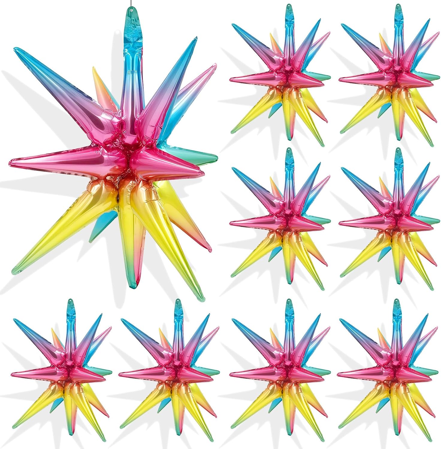 Amazon.com: 9 Pcs Rainbow Gradient Star Foil Balloons, One-Piece 14 ...
