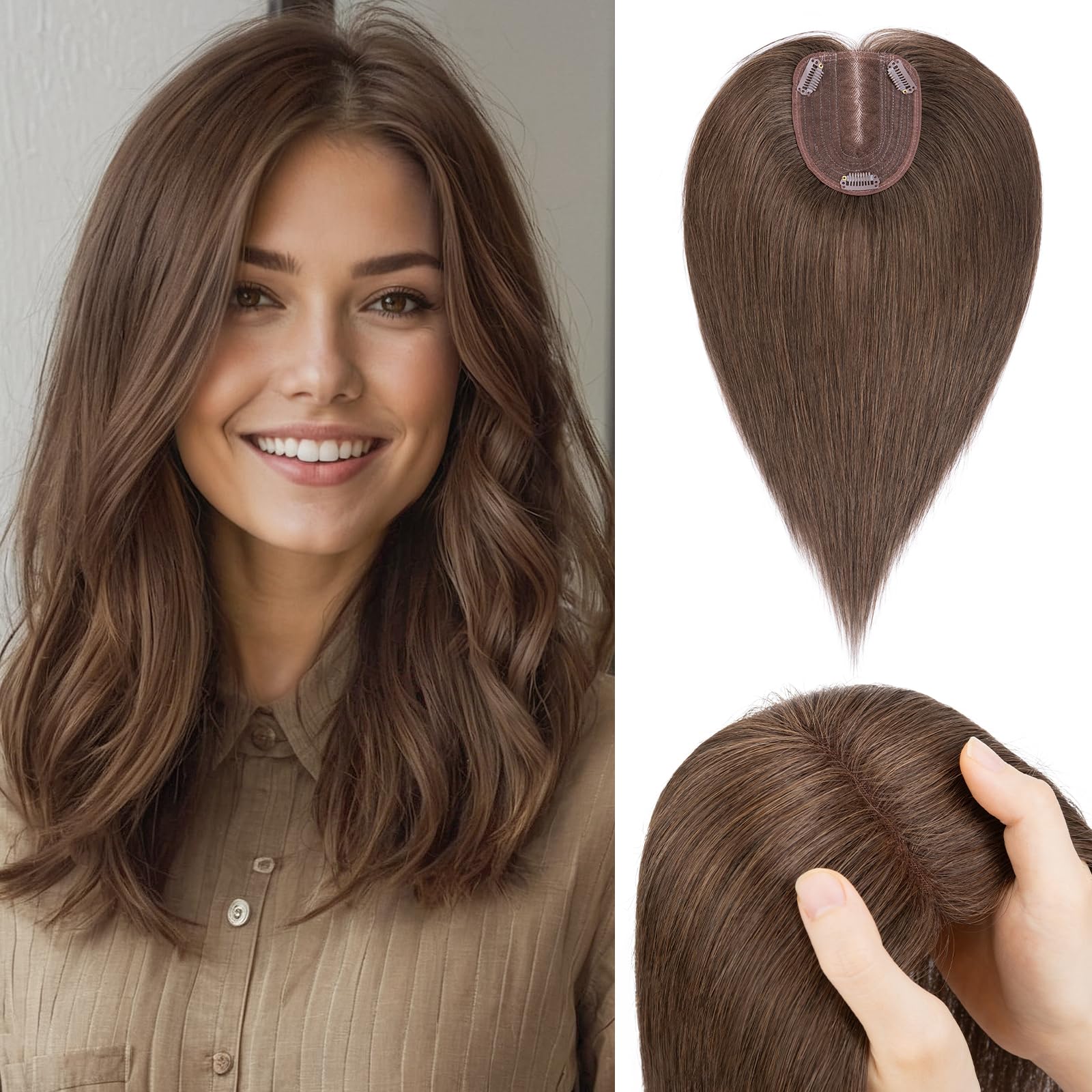 Amazon.com : Benehair 100% Human Hair Toppers for Women 10 Inch No ...