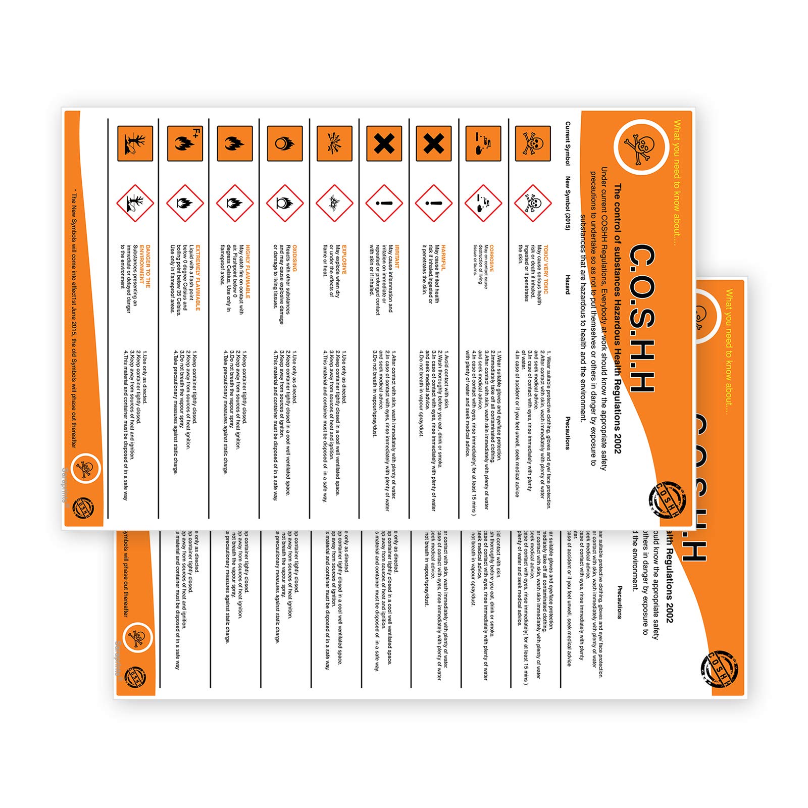 Pack of 2 COSHH Poster Self Adhesive Waterproof Vinyl Sticker ...