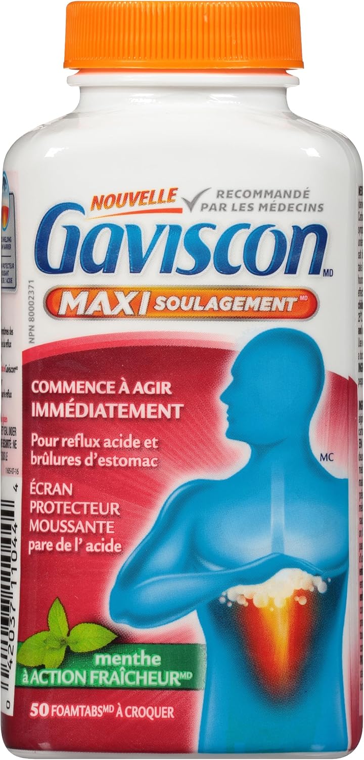 Gaviscon Max Relief Tablets - 50 Count - Chewable Foaming Antacid ...