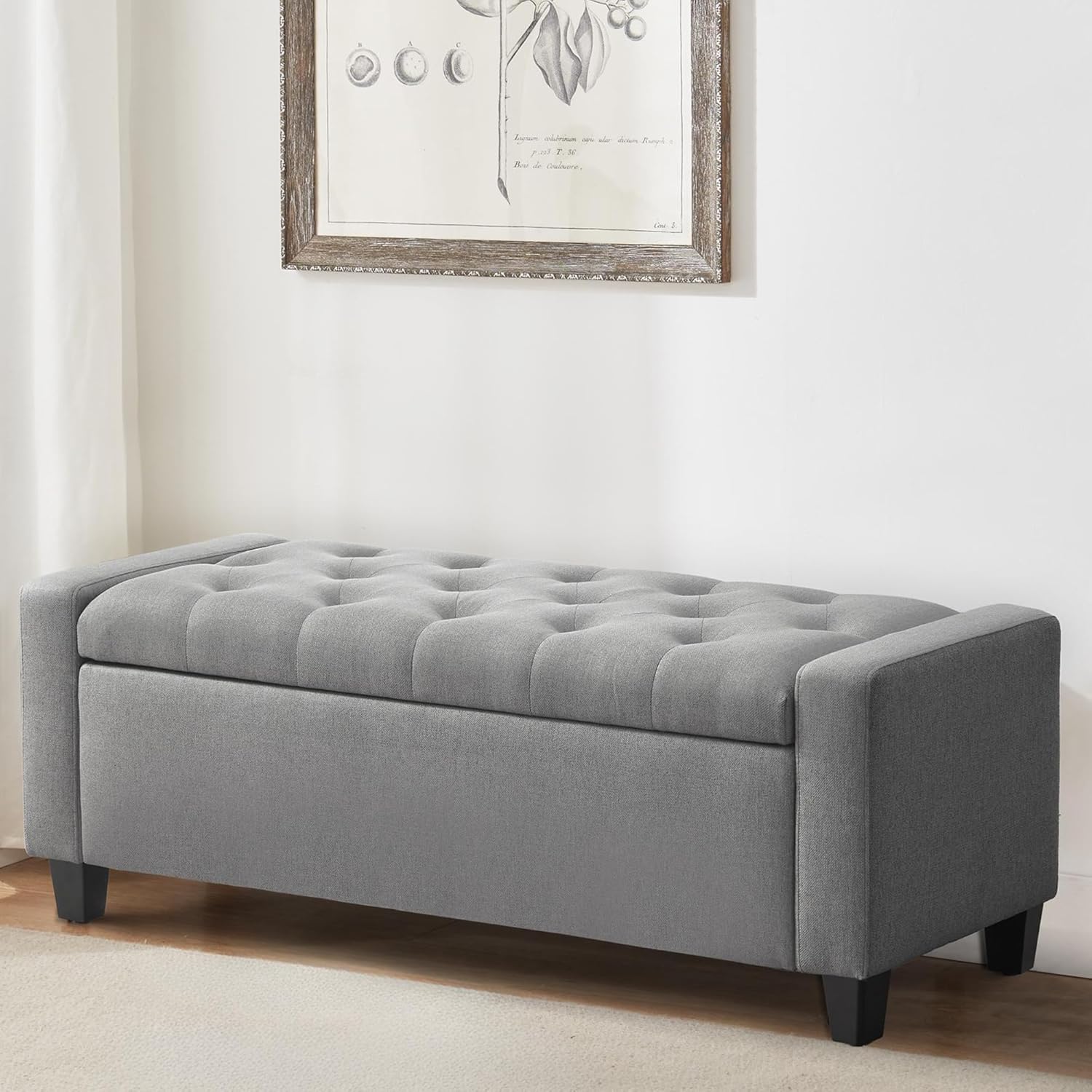 Amazon.com: Zihanhome Ottoman with Storage, 48.8" Fabric Storage ...