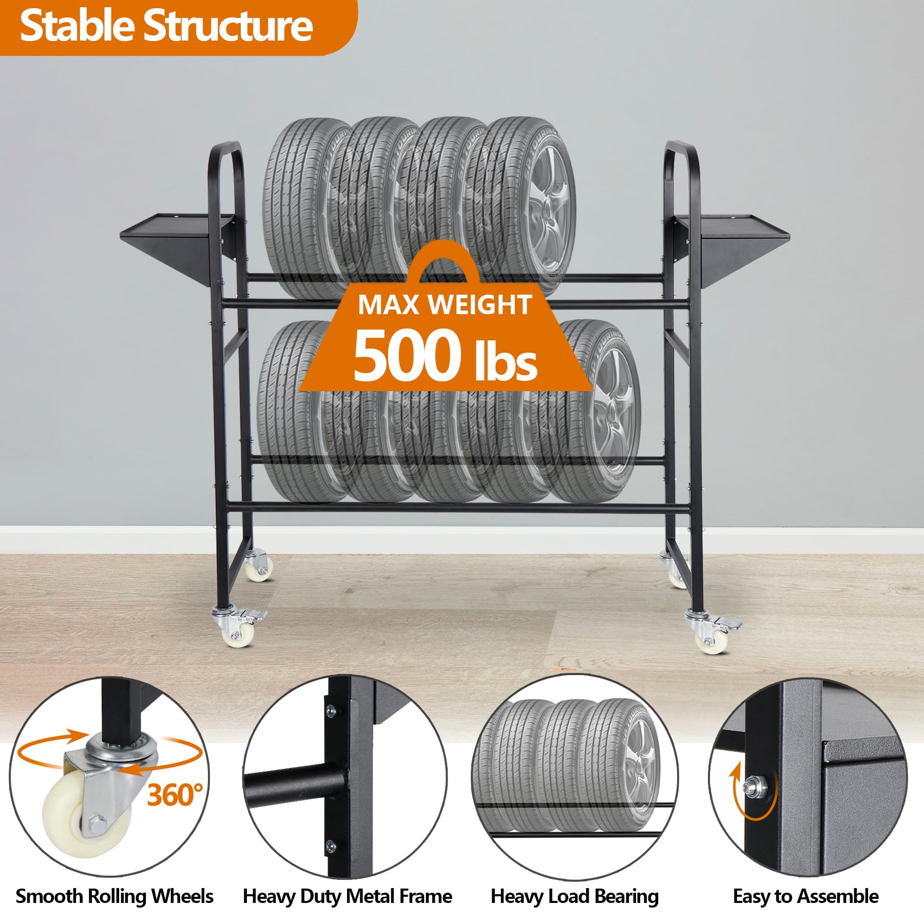 Snapklik.com : Neorexon Tire Storage Rack 44 X 44 X 18, Garage Tire ...