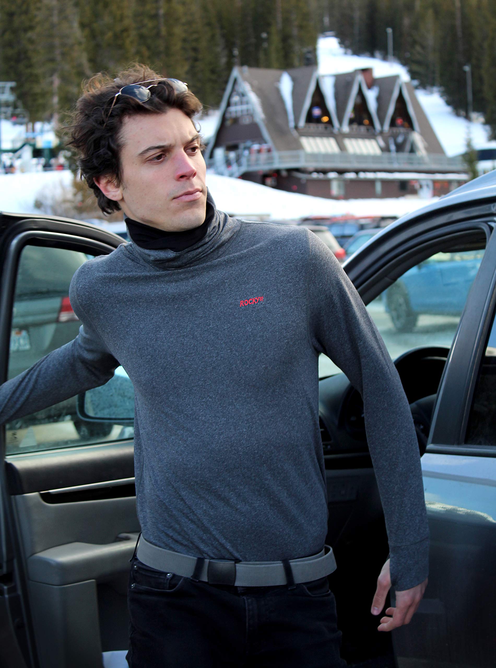 Face Mask Shirt - Mock Turtleneck (Gaiter-Neck Protection) Thermal Men ...