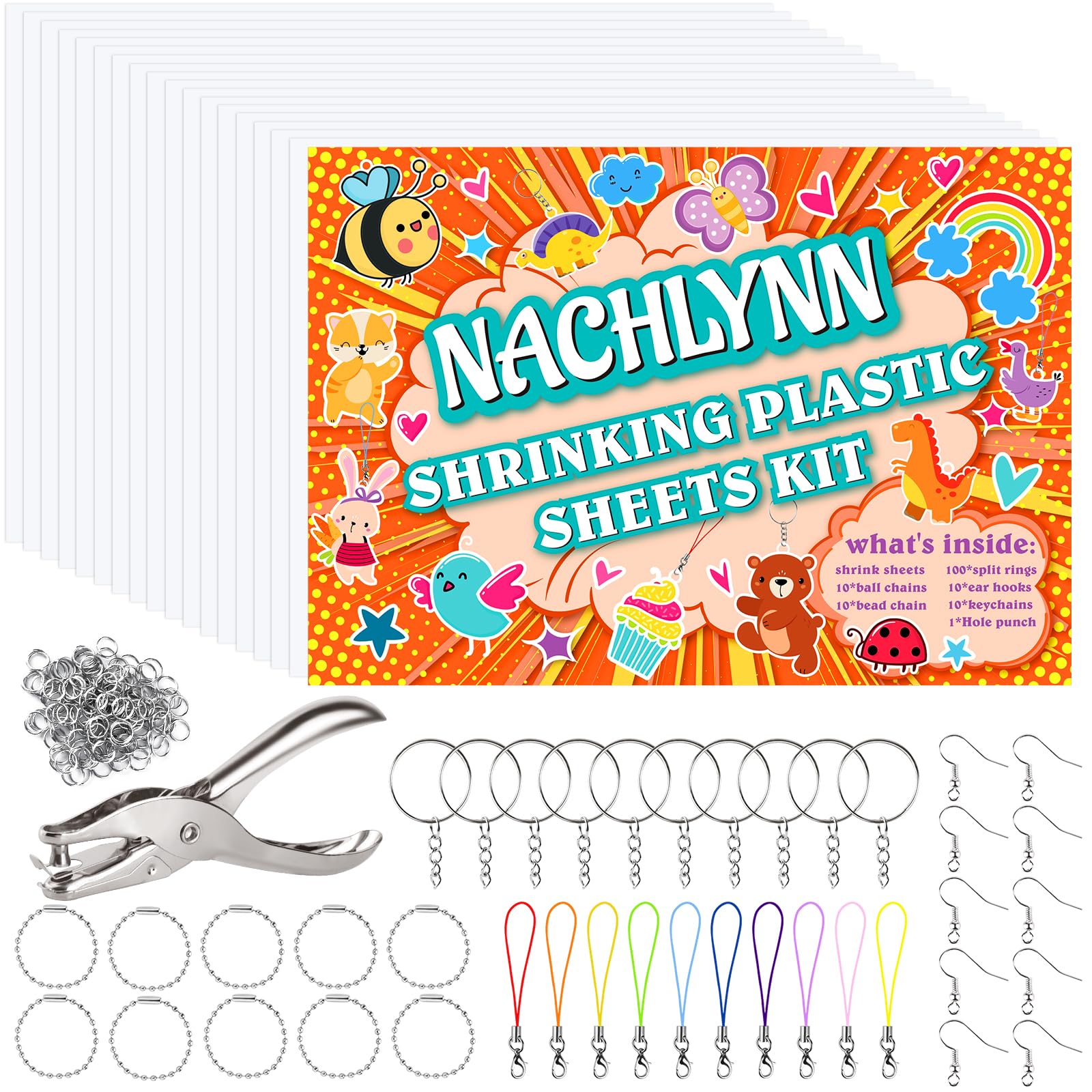 Amazon.com: NACHLYNN Shrinky Plastic Sheets Kit 171Pcs Christmas Heat ...