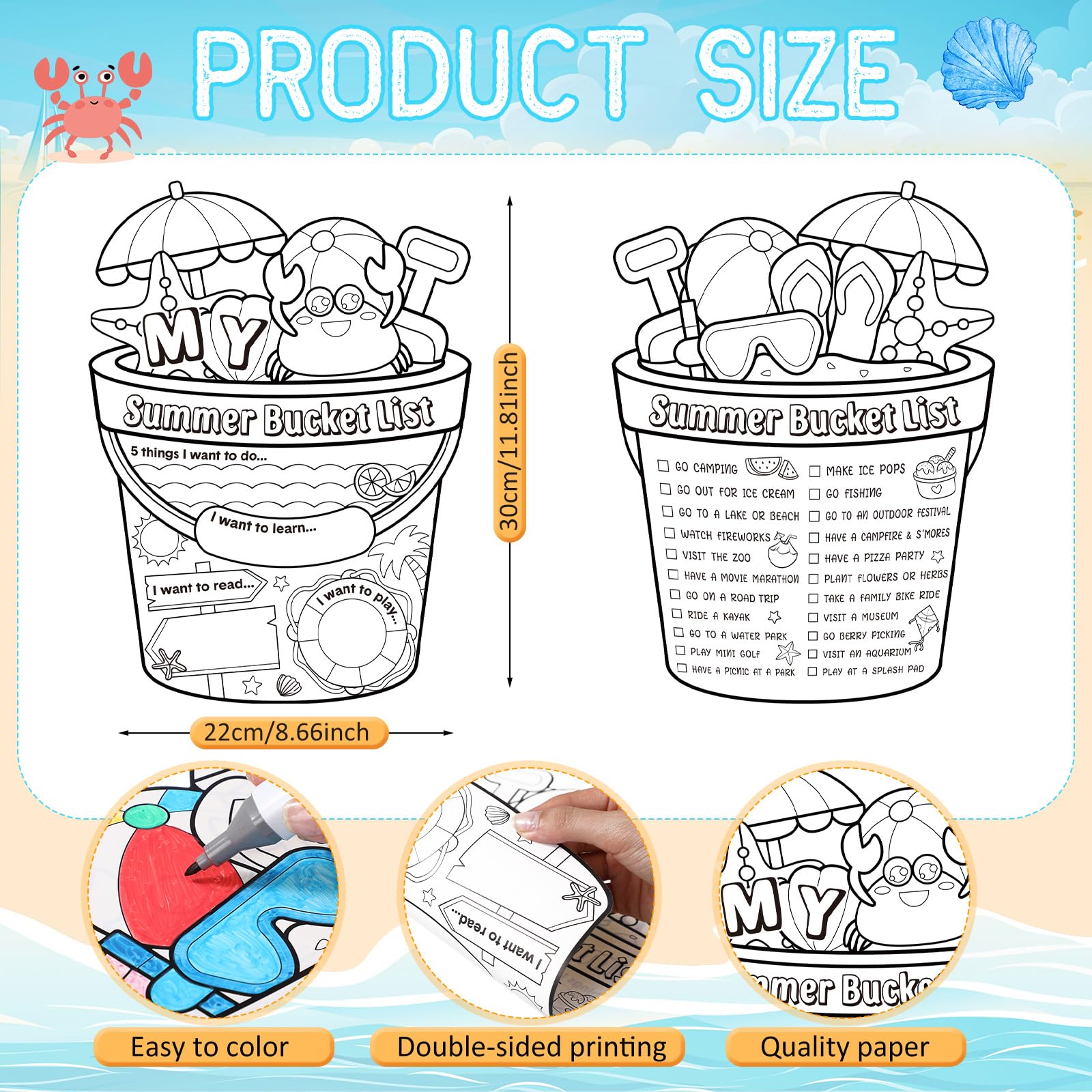 Snapklik.com : 40 Pcs My Summer Bucket List Coloring Activity Poster ...