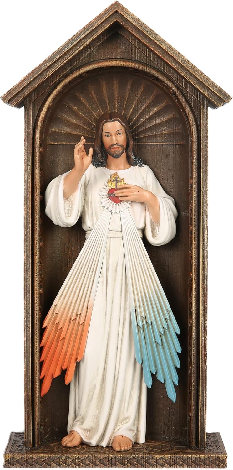 Amazon.com: BC Catholic Divine Mercy Statue with Shrine, Jesus Figure ...