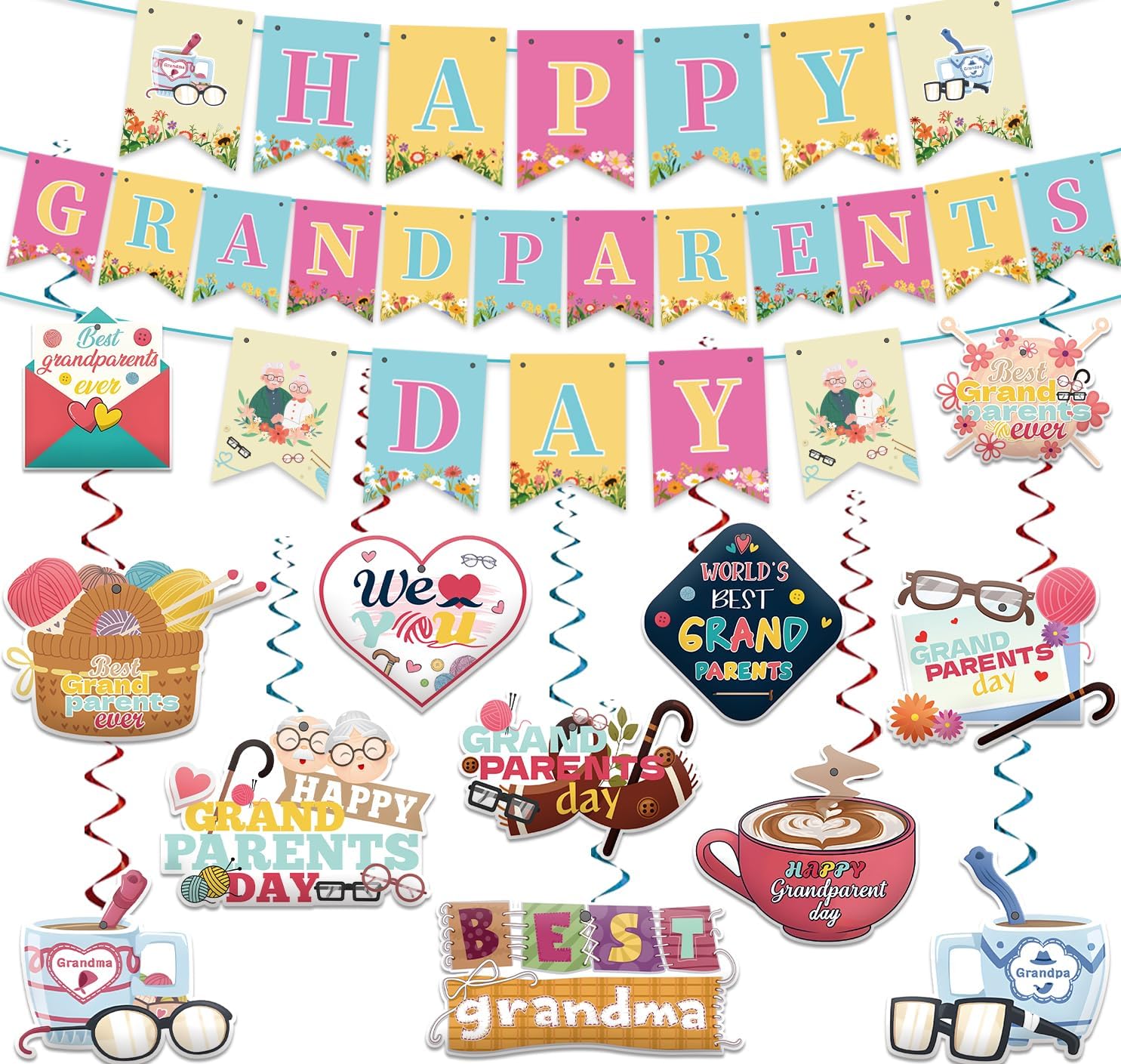 Amazon.com: Grandparents Day Decorations Banner Set Include A Grandma ...