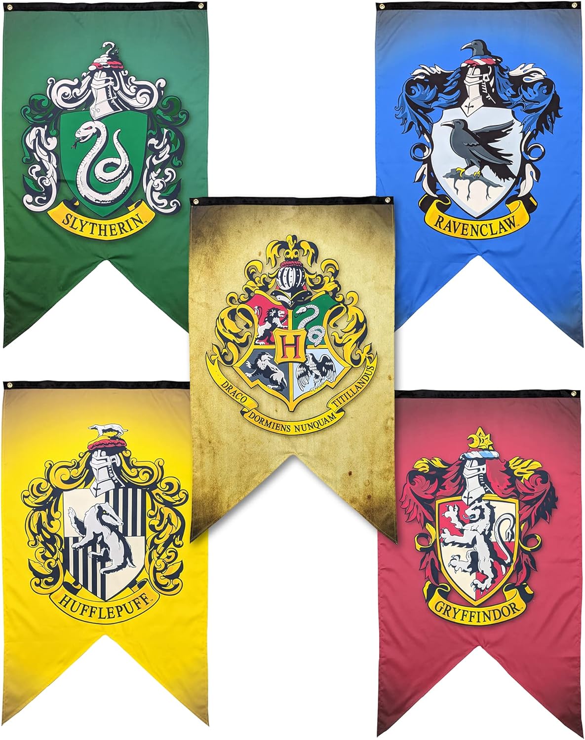 Amazon.com: Harry Potter Wall Banners Hogwarts Gryffindor Slytherin ...