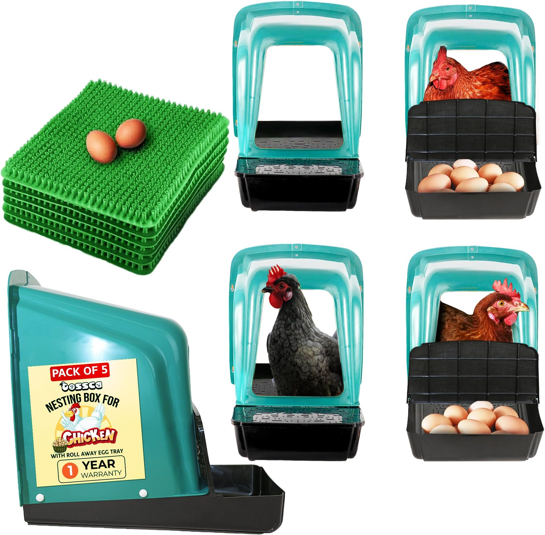Amazon.com: TOSSCA Nesting Boxes for Chicken Coops | Roll Away Hen ...
