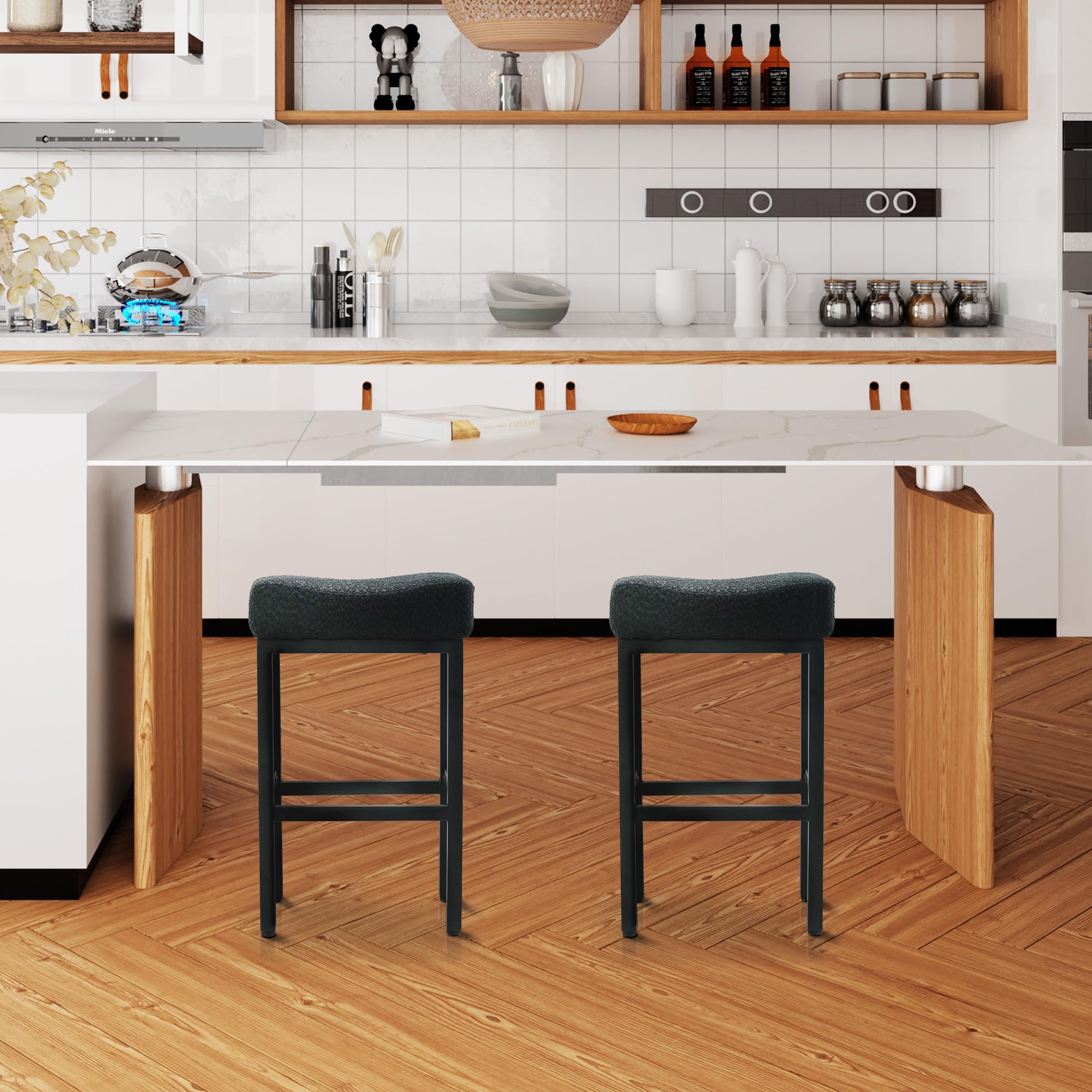 Amazon.com: DYHOME Black Bar Stools Set of 2, 27 Inches Modern Counter ...