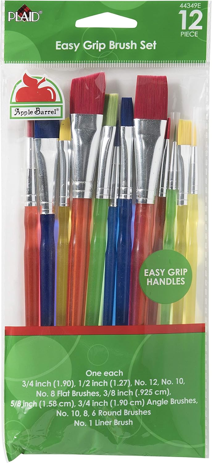 Amazon.com: Apple Barrel Multicolor Variety 12-Piece Brush Set | Value ...