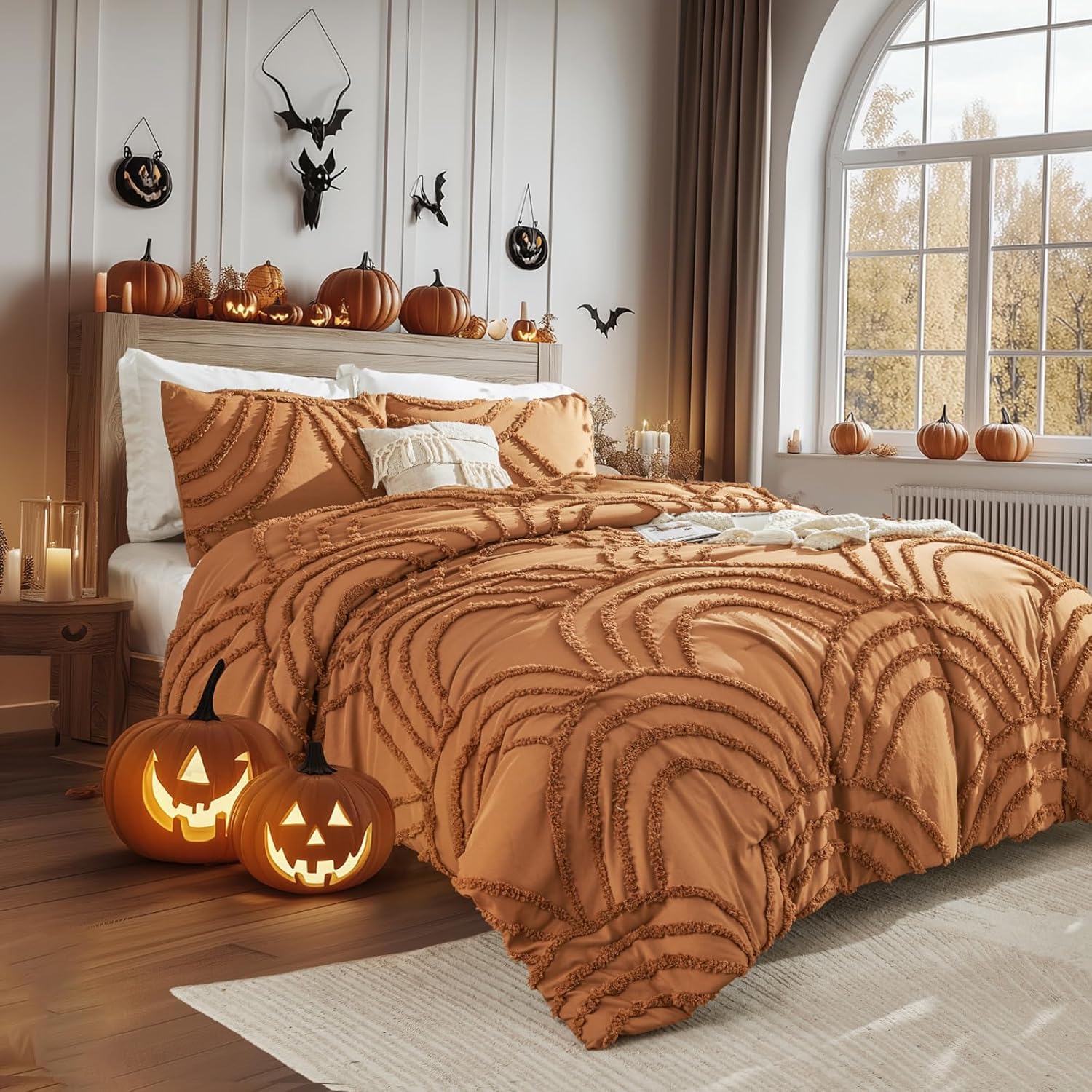 Amazon.com: ENJOHOS Halloween Pumpkin Comforter Set King, 3 Pieces King ...