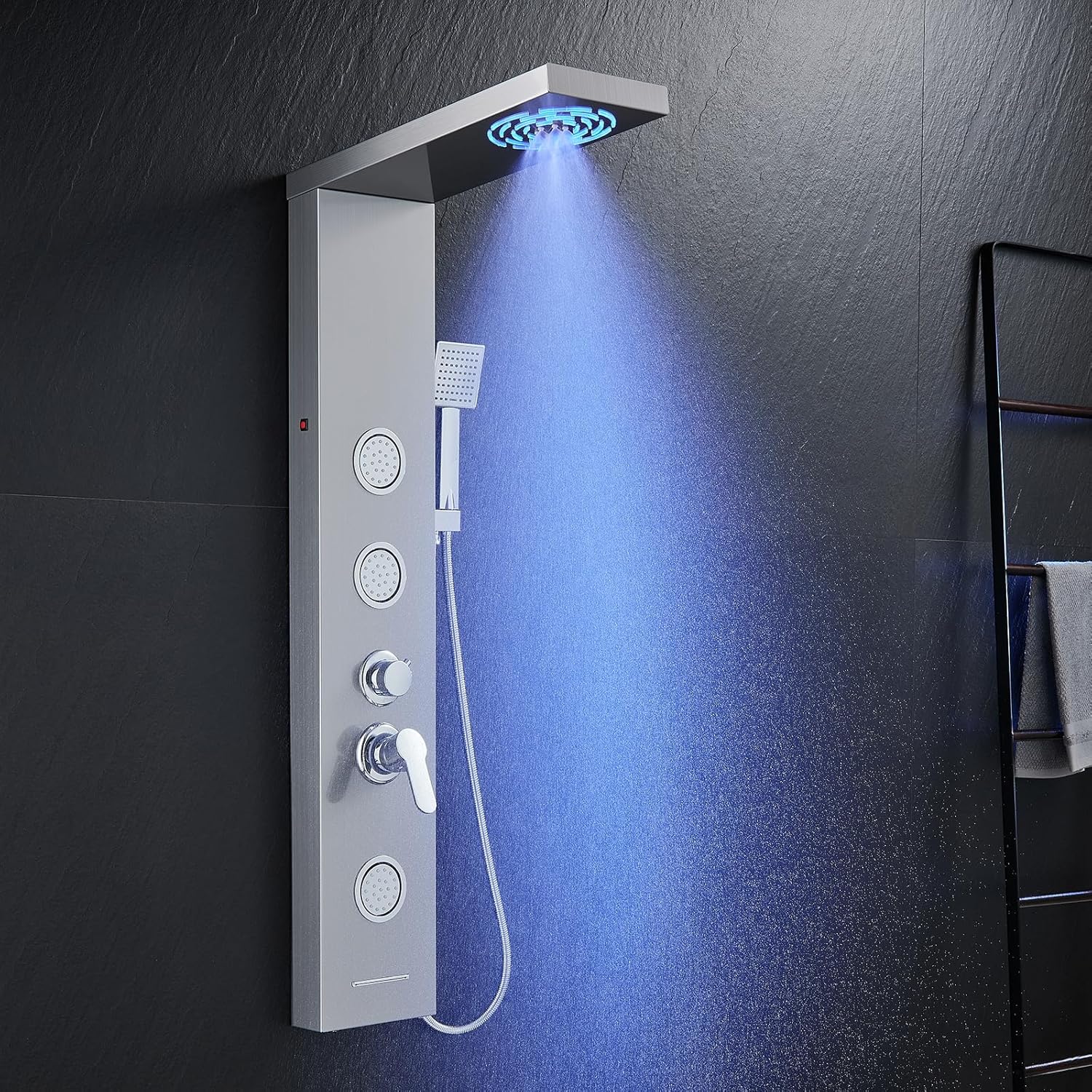 ROVATE LED Shower Panel Tower System with Rainfall and Mist Shower Head ...
