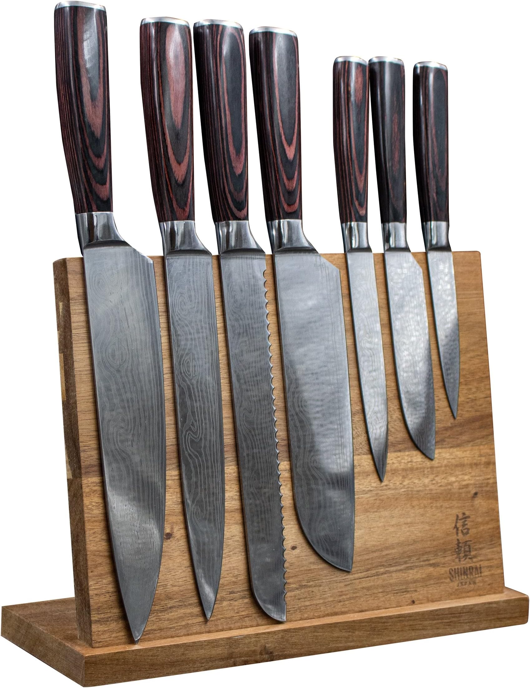 Shinrai Japan Messerset mit Block – 7-teiliges Messerblock mit Messer ...