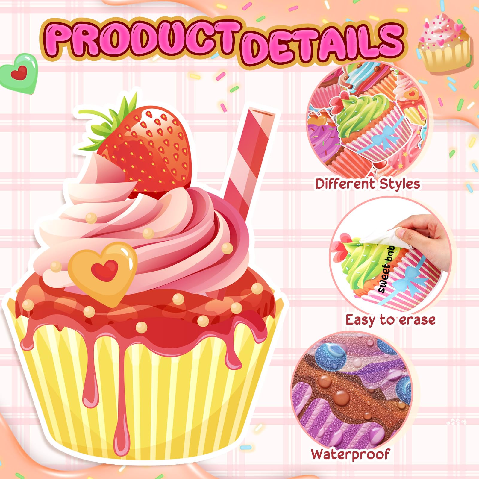 Snapklik.com : 60 Pcs Cupcake Decorations Cupcake Bulletin Board Sweet ...