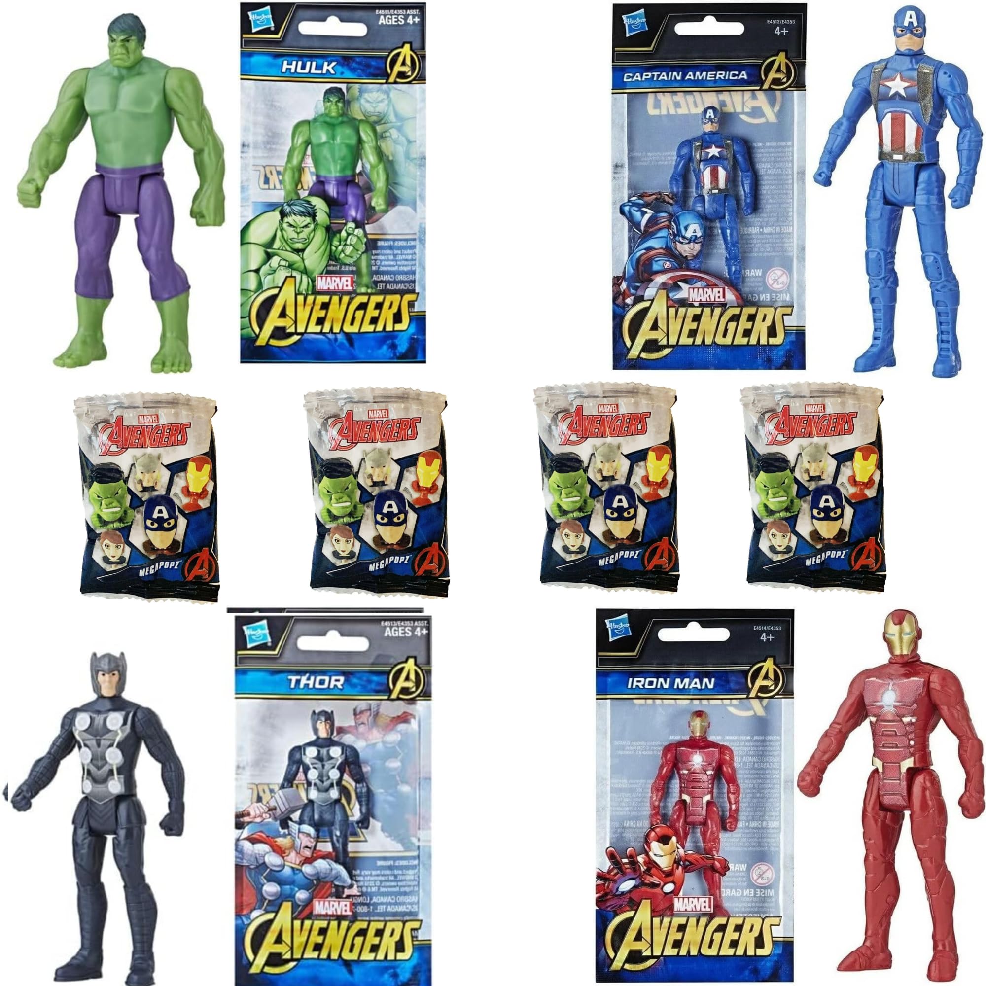Marvel Avengers All 4 Articulated Action Figures - 3.75 Inch 9.5cm Hulk ...