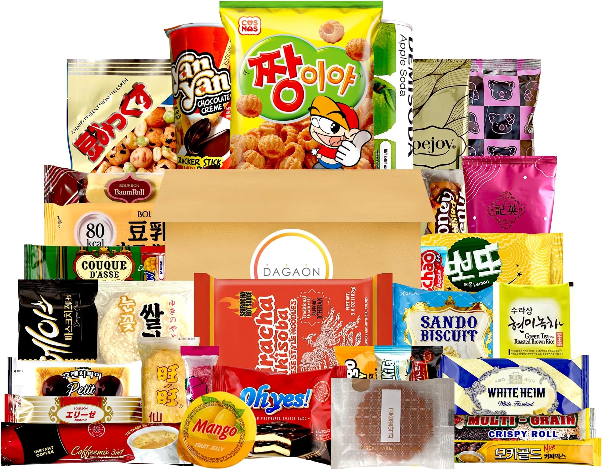 Amazon.com: Dagaon Korean Japanese Snack Box 20 Count - Collection of ...