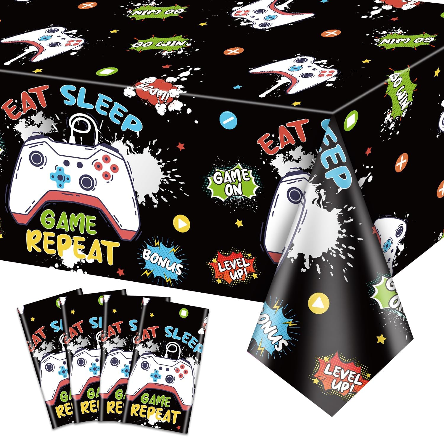 Amazon.com: PTECDROTS 4Pcs Watercolor Game Tablecloths, Video Game ...