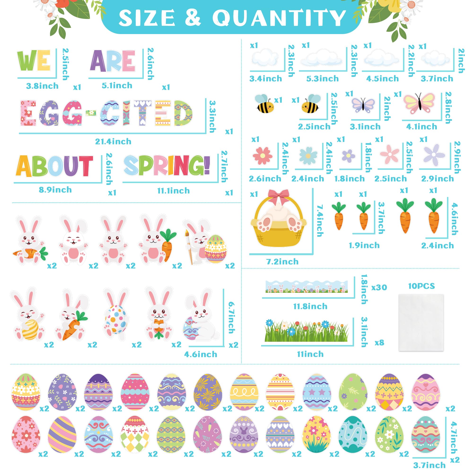 Snapklik.com : Easter Spring Egg Cutouts - 147Pcs Spring Easter Bunny ...