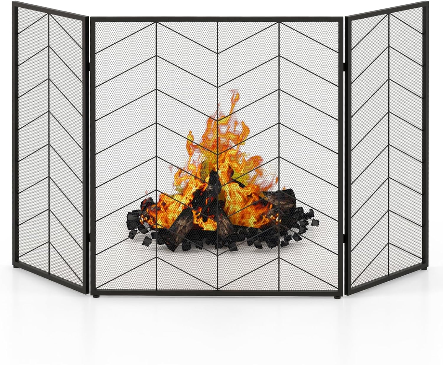 Amazon.com: COSTWAY 3 Panel Fireplace Screen, 52” x 31” Foldable Fire ...