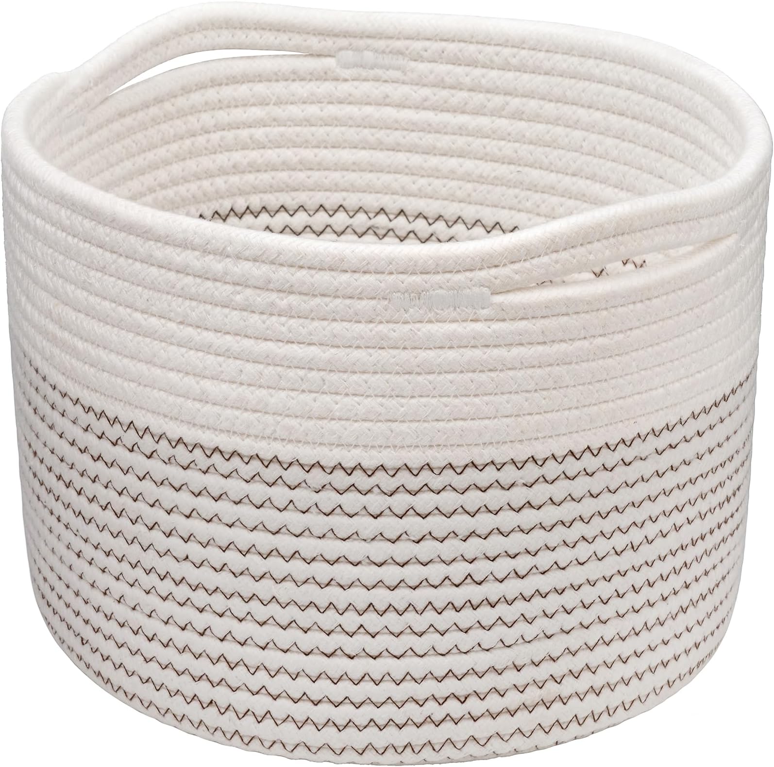 Round Storage Baskets, Set of 3, Cream, Fabric Basket Organisers, Woven ...