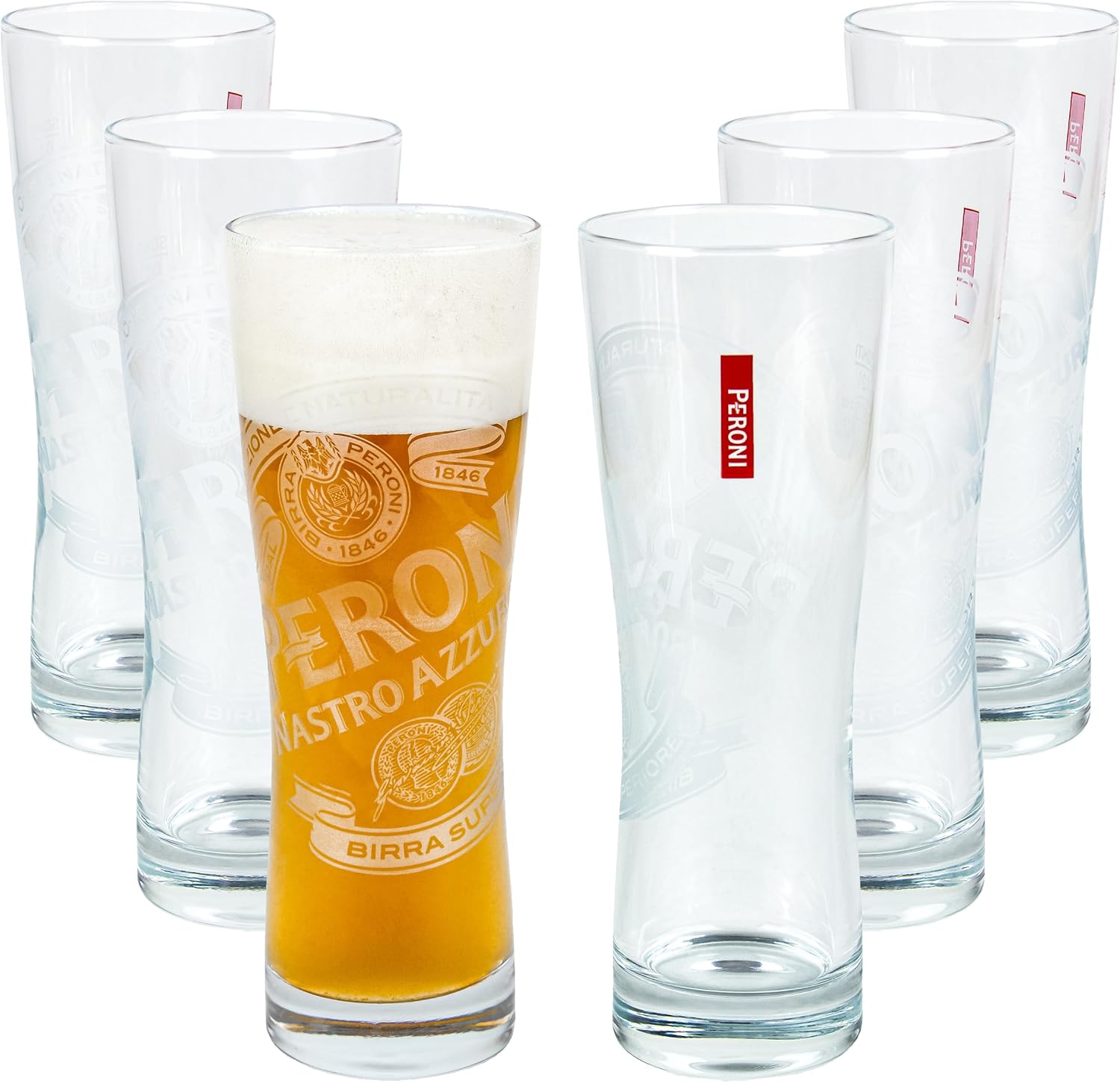 Peroni Lot de 6 verres à bière italiens de qualité supérieure - Passe ...