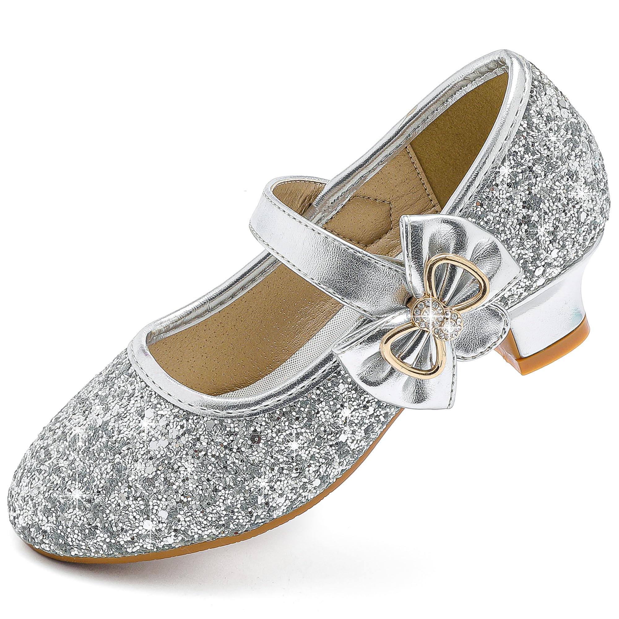 Snapklik.com : Dufannie High Heels For Little Girls Silver Dress Shoes ...