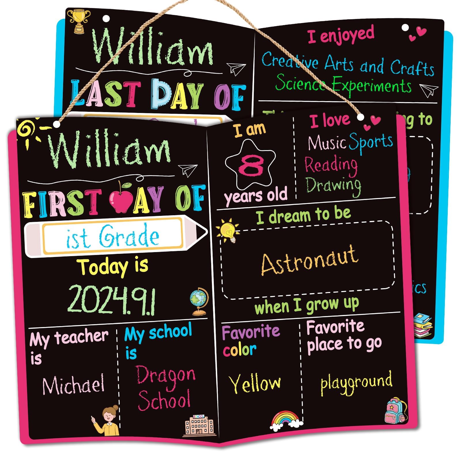 Snapklik.com : First Day Last Day Of School Chalkboard Signs For Kids ...