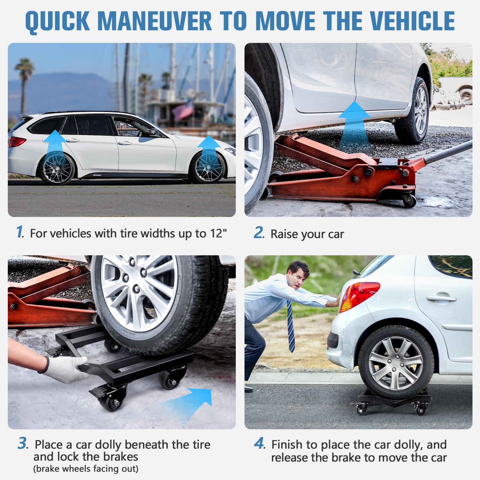 Snapklik.com : Car Dolly Set Of 4, 6000 LBS Wheel Dolly, Heavy Duty ...