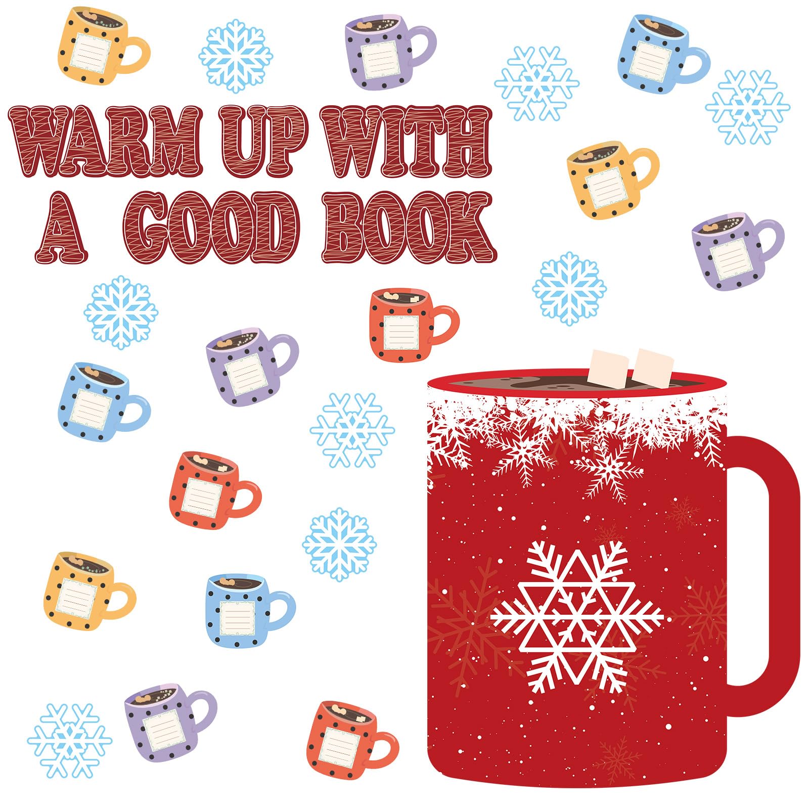 Amazon.com: TaoBary 73 Pcs Hot Cocoa Cutouts Christmas Bulletin Board ...