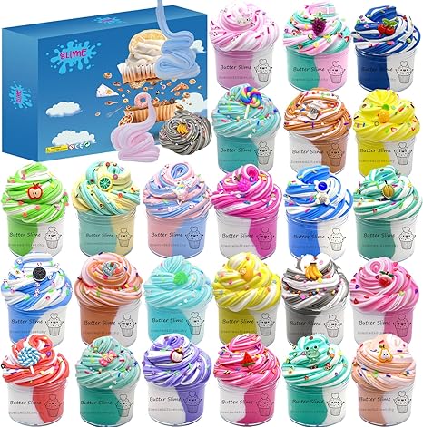 Amazon.com: wtelnbton Slime Set Butter Slime Kit 24 Packed Two-Toned ...