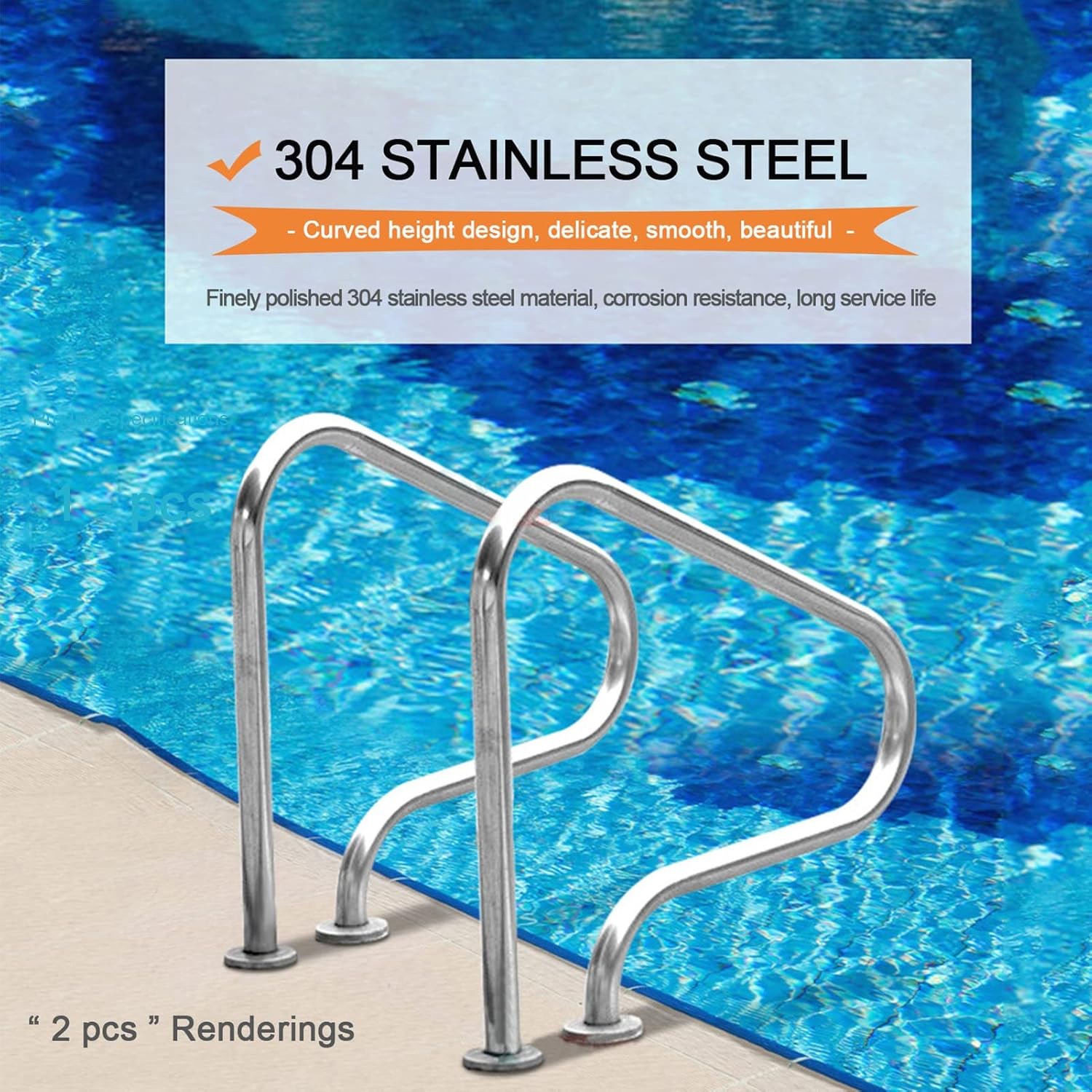 Lanmmraifc Swimming Pool Handrail Stair Railing – Complete KitStainless ...