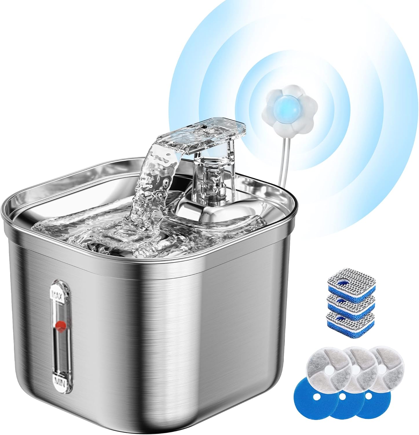 Amazon.com: Motion Sensor Cat Water Fountain Samll Stainless Steel, Pet ...