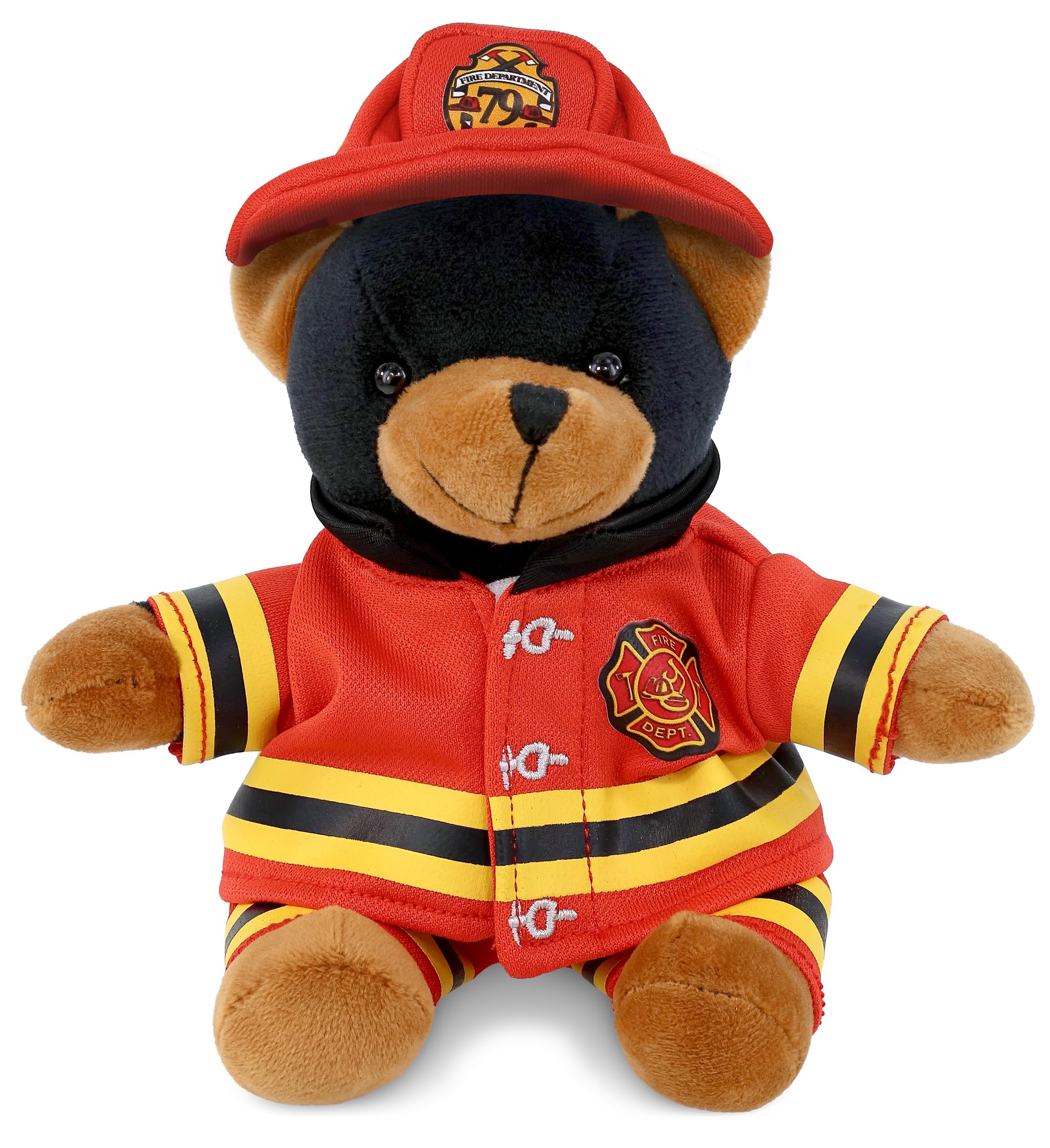 Amazon.com: DolliBu Black Bear Firefighter Stuffed Animal with Name ...