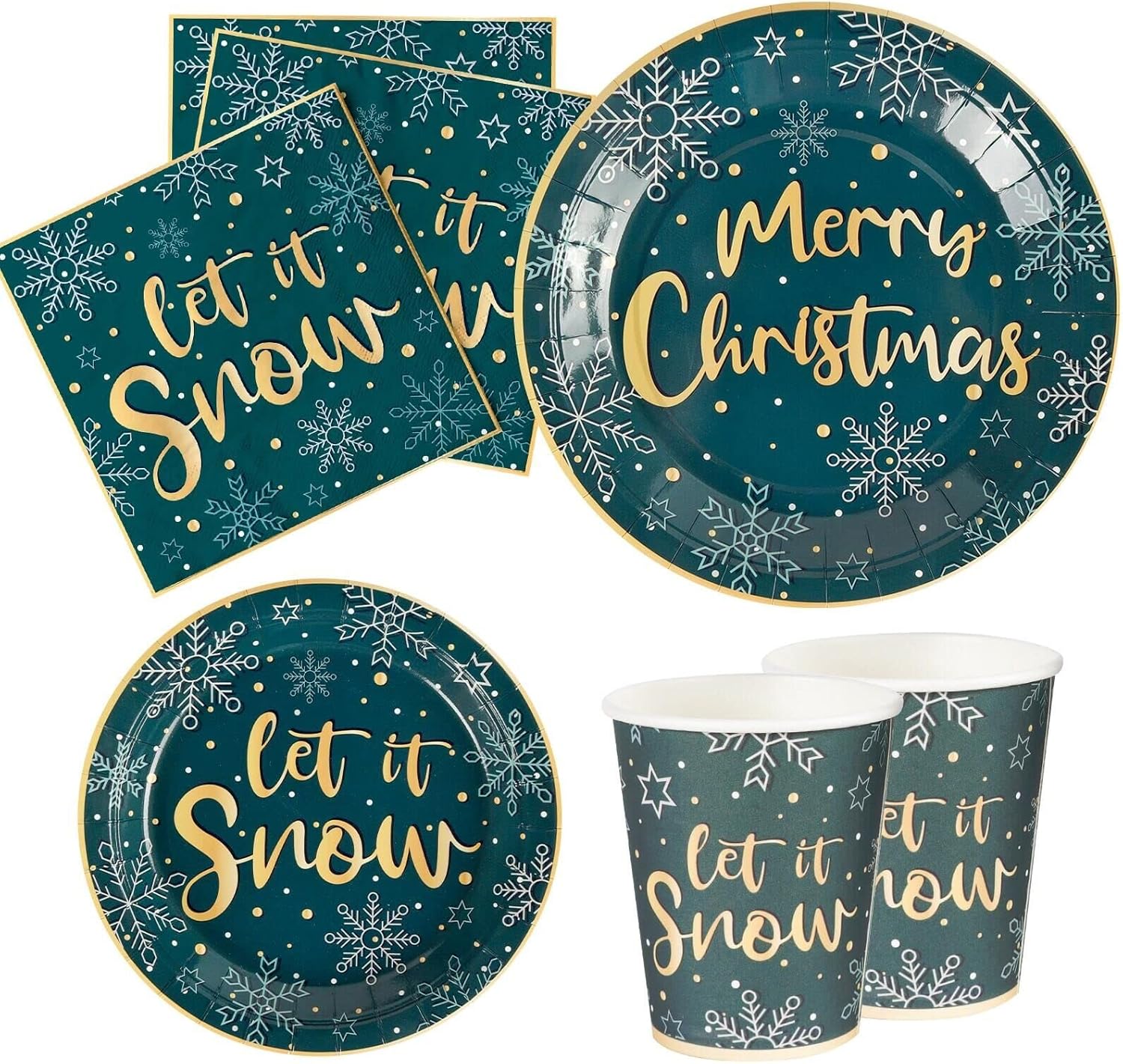 Amazon.com: CheeseandU 64PCS Christmas Paper Dinnerware Set, Disposable ...