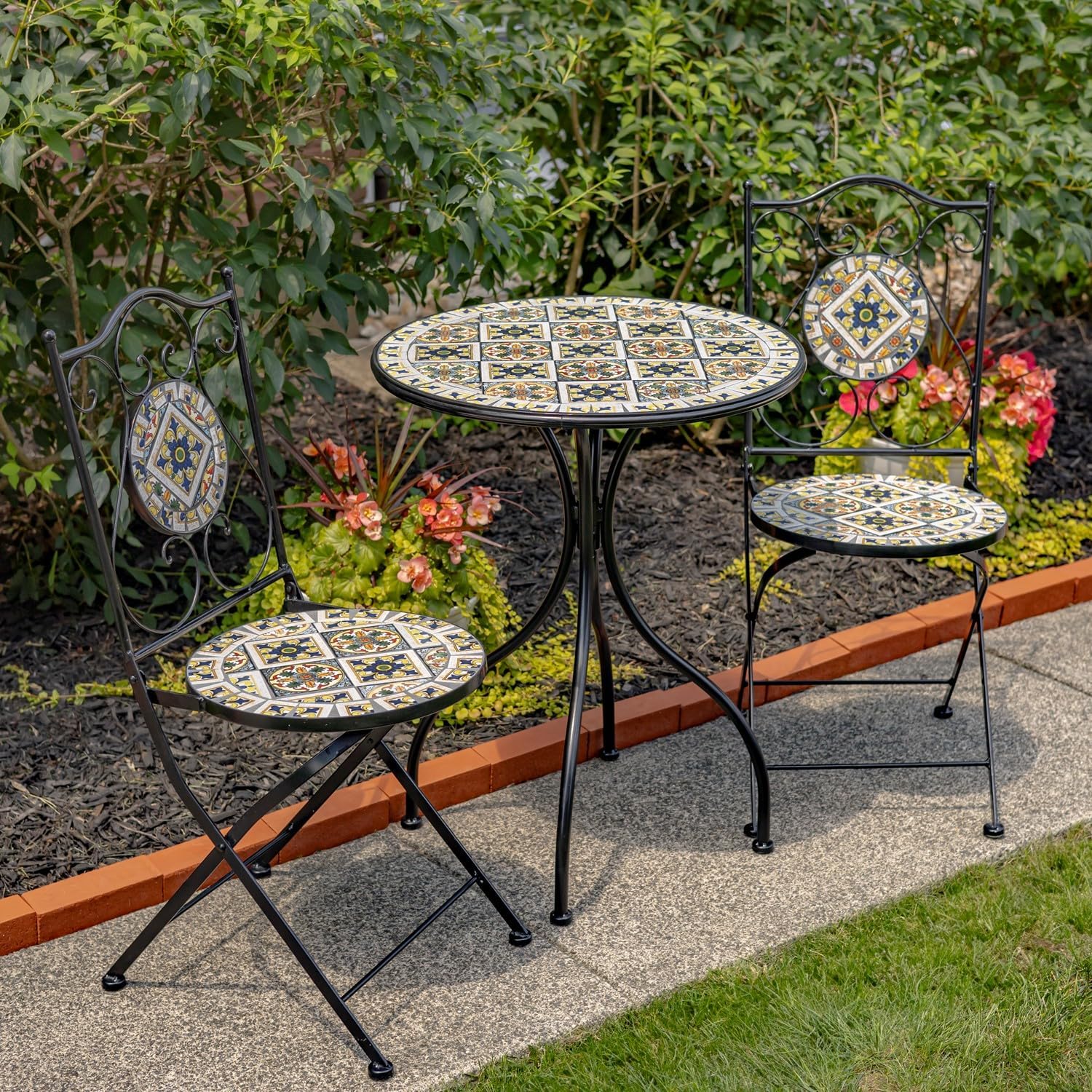 Amazon.com - Zaer Ltd. Mosaic Tile Furniture (Bistro Set (1 Table, 2 ...