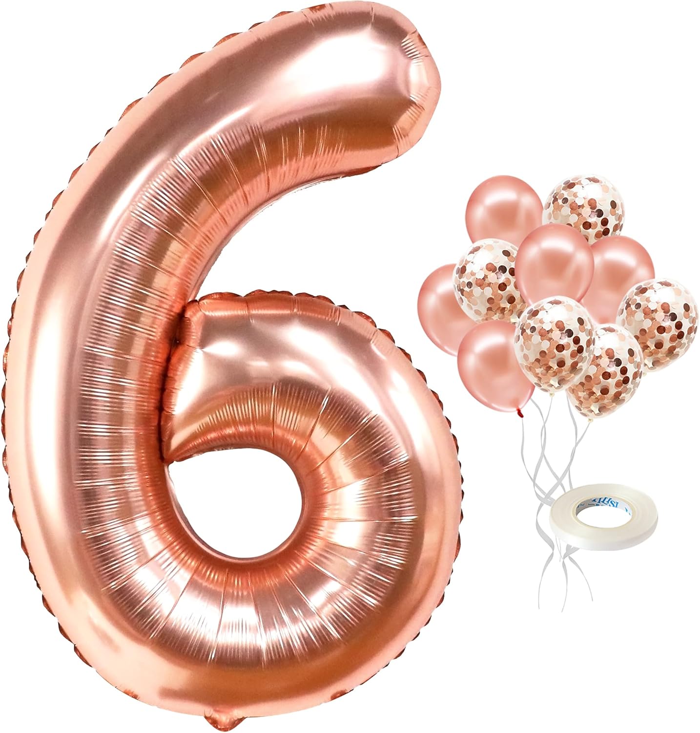 Amazon.com: KatchOn, Rose Gold 6 Balloon Number - Giant, 40 Inch ...