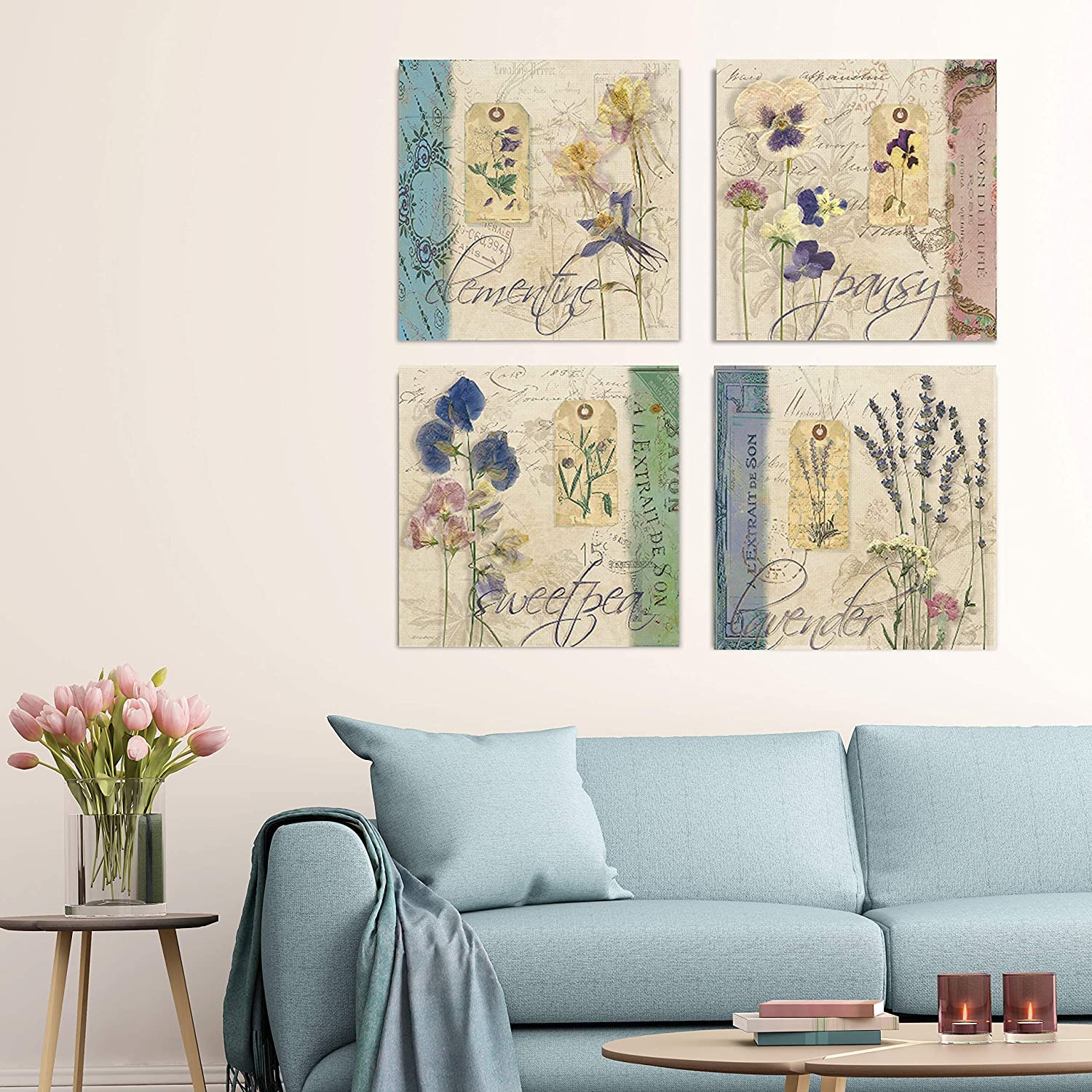 Snapklik.com : Canvas Wall Art, 4 Panels Set 12x12 Inches Each Framed ...