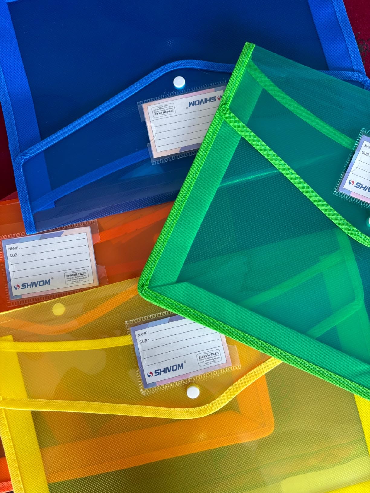 SHIVOM Virgin Transparent Poly Plastic Document Button Bag File Folder ...