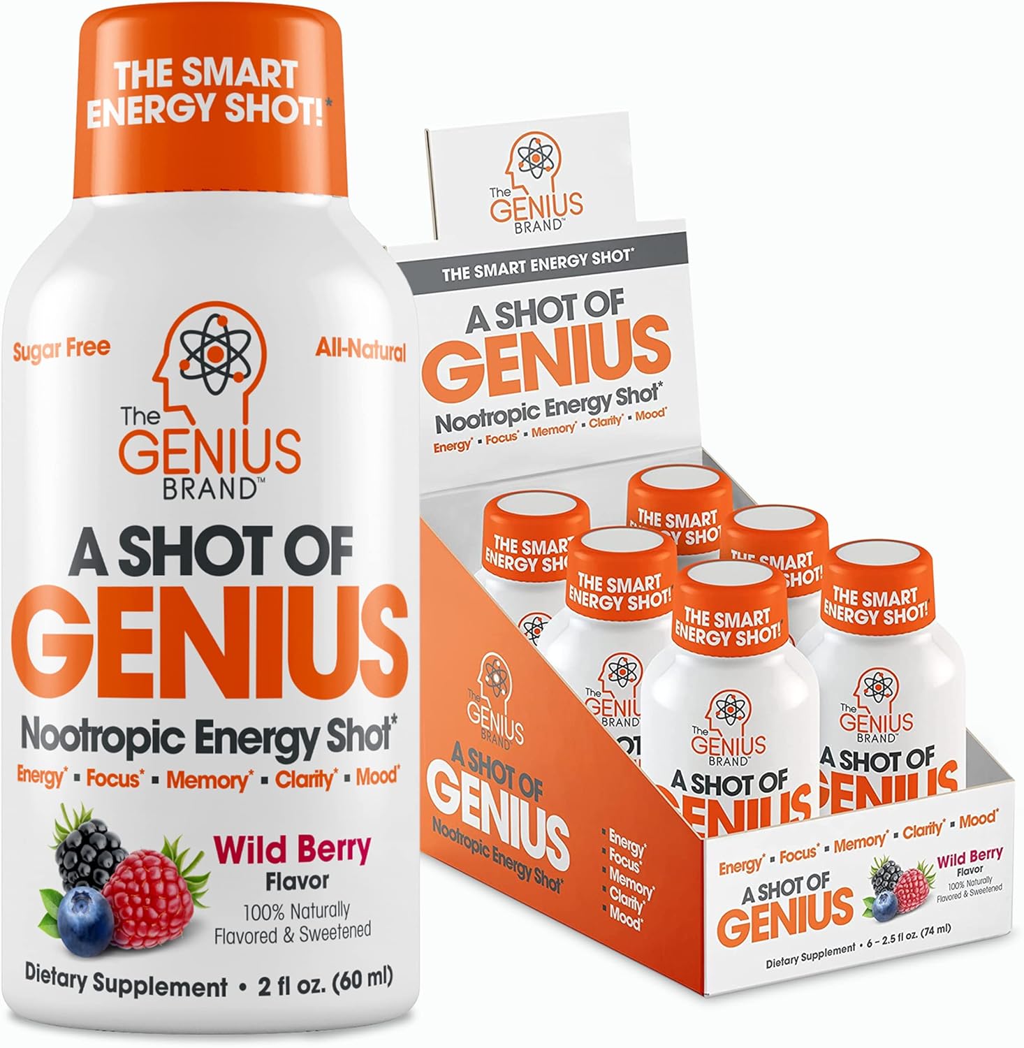 The Genius Brand A Shot Of Genius Energy Shot - Wild Berry, Wild Berry ...