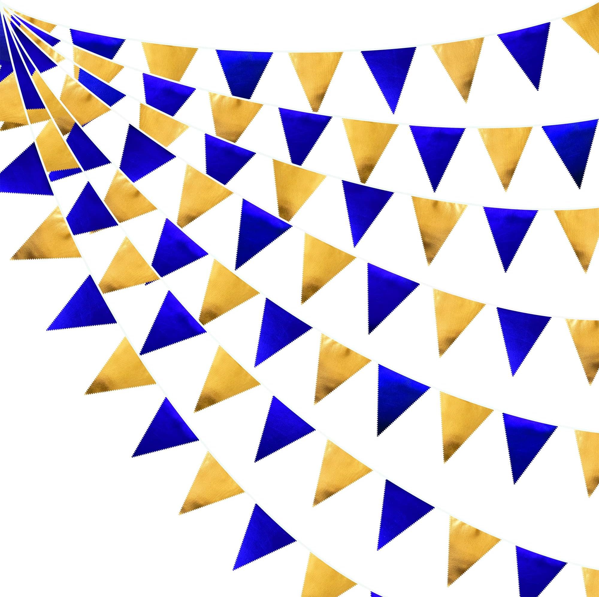 Amazon.com: 20 Feet Double Sided Navy Blue and Yellow Glitter Pennant ...