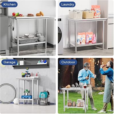 ROVSUN 48 x 24 Inch Stainless Steel Table, NSF Nepal | Ubuy