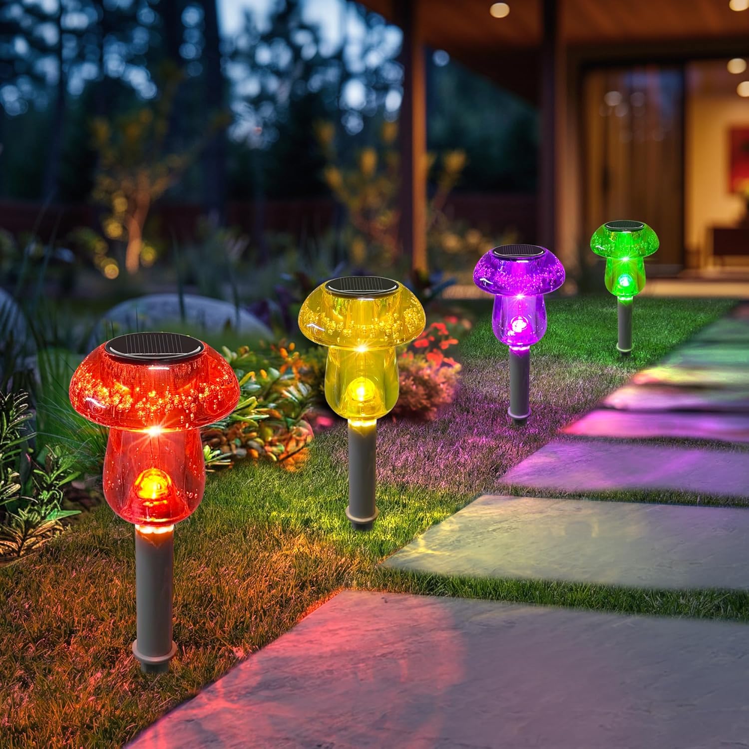 Eyrosa Solar Outdoor Lights, 8 Pack Waterproof Solar Mushroom Lights ...