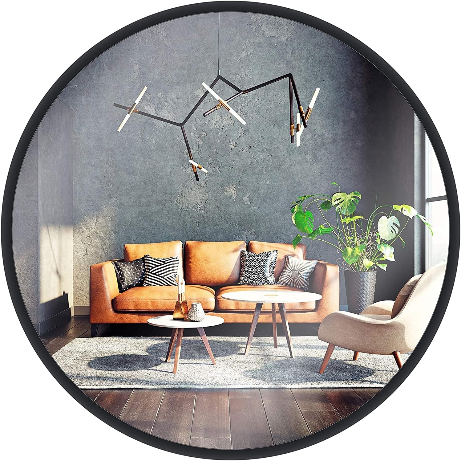 GOLD&CHROME UNIQUE DESIGN Round mirror in frame 73 cm, wall mirror ...