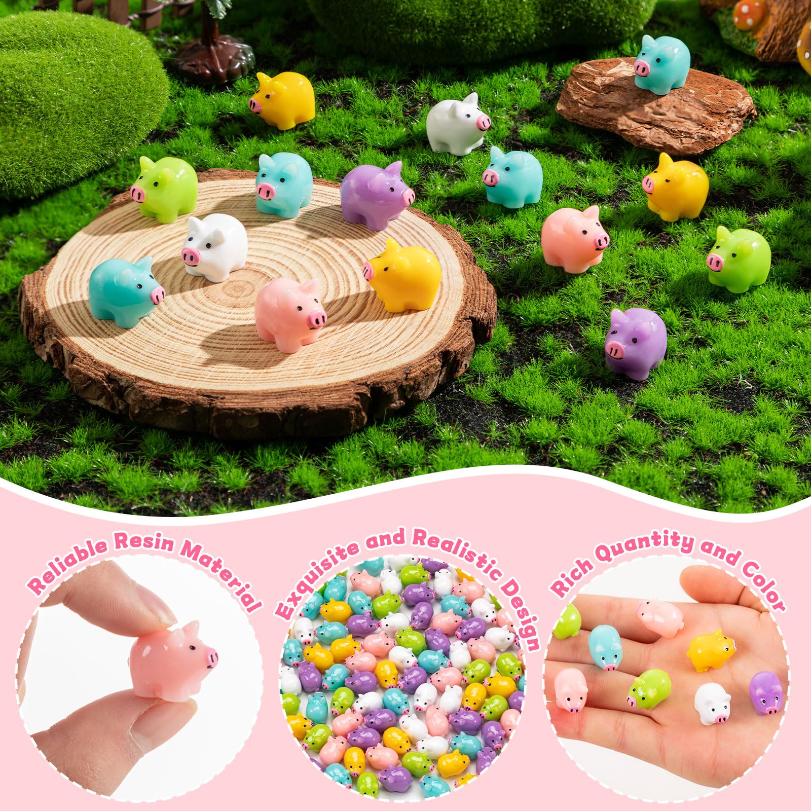 Snapklik.com : 78PCS Mini Resin Pigs Cute Pigs Figures Miniature ...