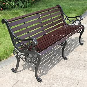 Amazon.com: YLLSMGS Outdoor Benches Patio Garden Bench with Rust ...