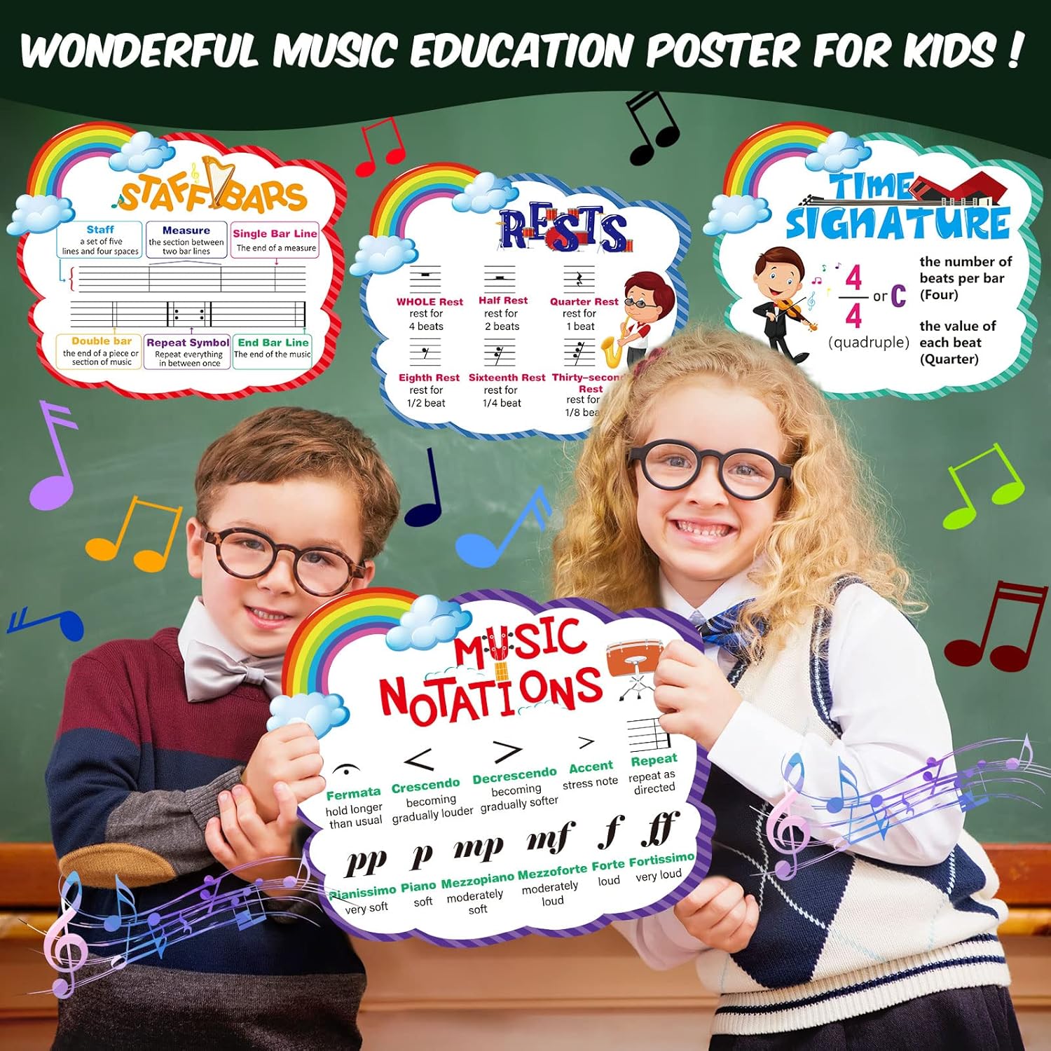 15 Pieces Music Classroom Posters Musical Elements Australia | Ubuy