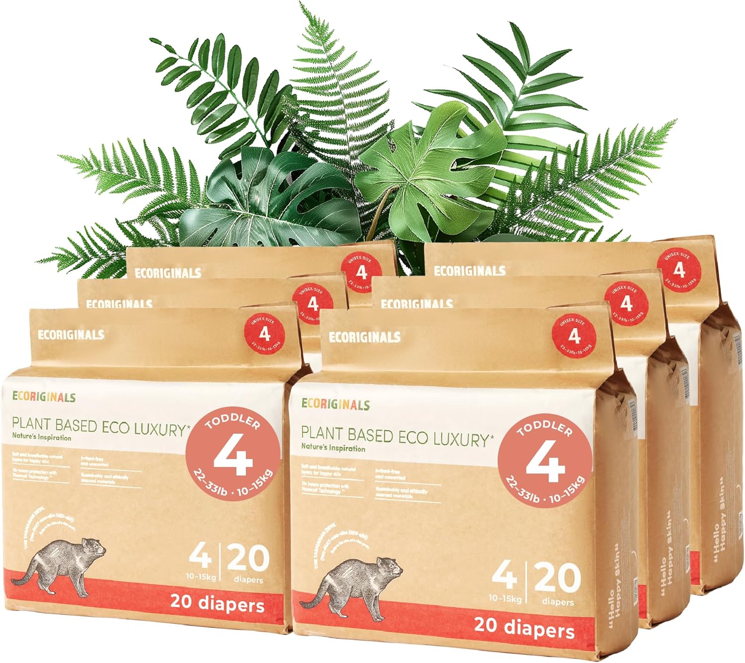 120 Eco Toddler Diapers - Baby Diapers with 100% Plant-Based Layers ...