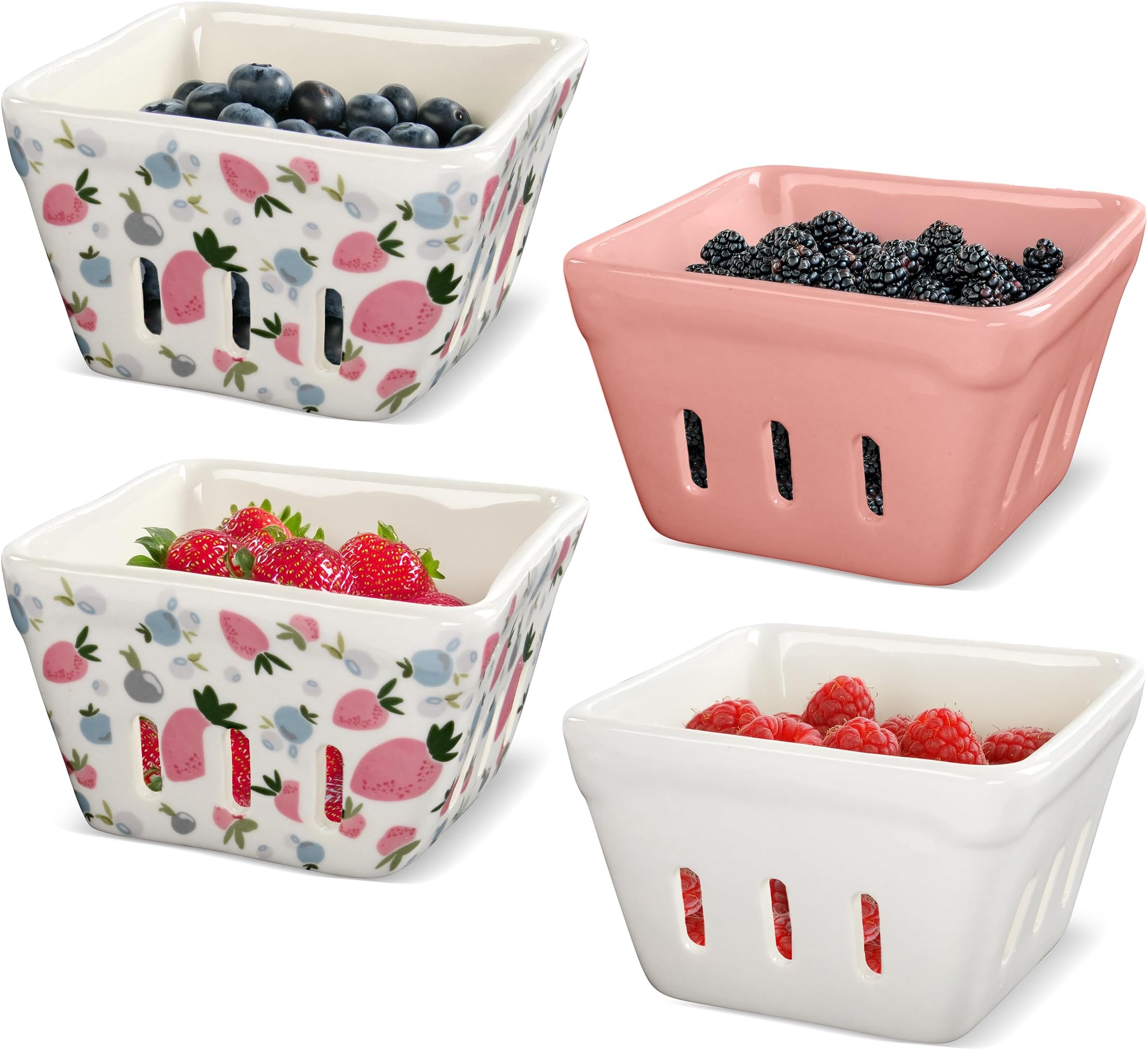 Amazon.com: Creative Co-Op Stoneware, Set of 4 Colors Berry Basket ...